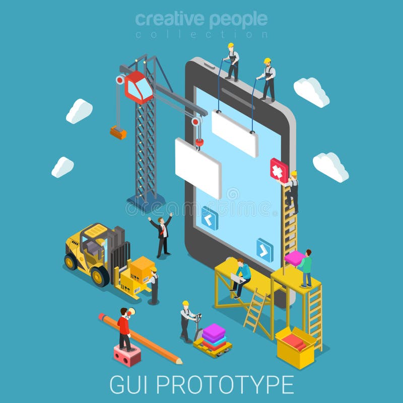 Web Design Development Programming Coding Mockup Flat 3d Concept Stock