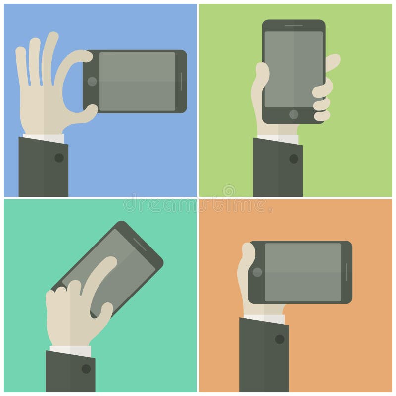 Mobile in Hands on Color Business Concept Stock Vector - Illustration ...