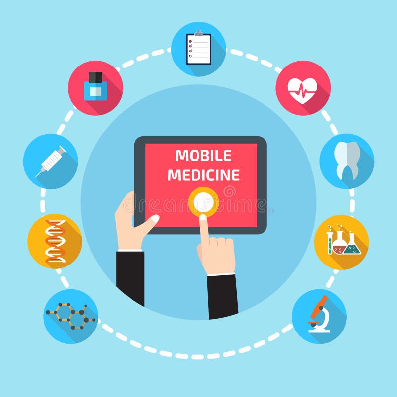 Mobile Health with Hand Hand Holding Tablet Stock Vector - Illustration ...