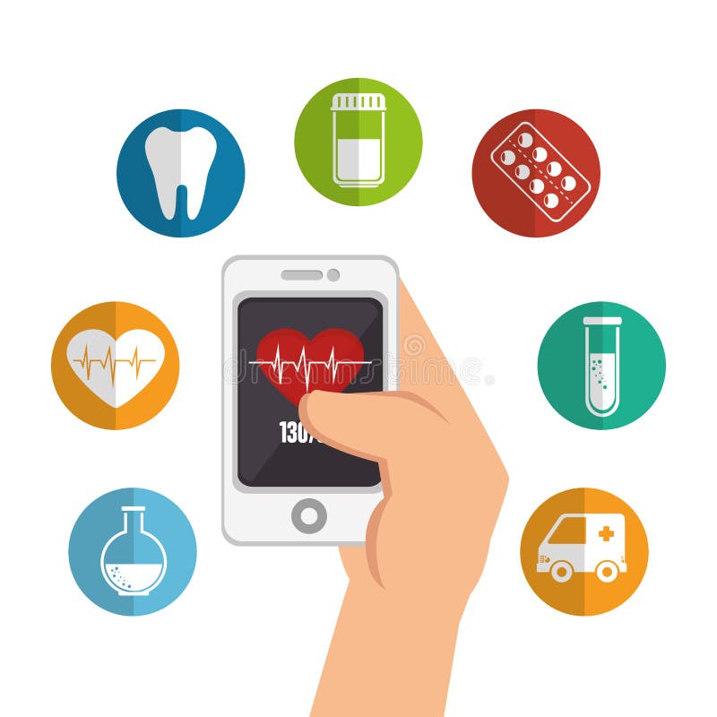 Mobile Health Technology Icon Stock Illustration - Illustration of ...