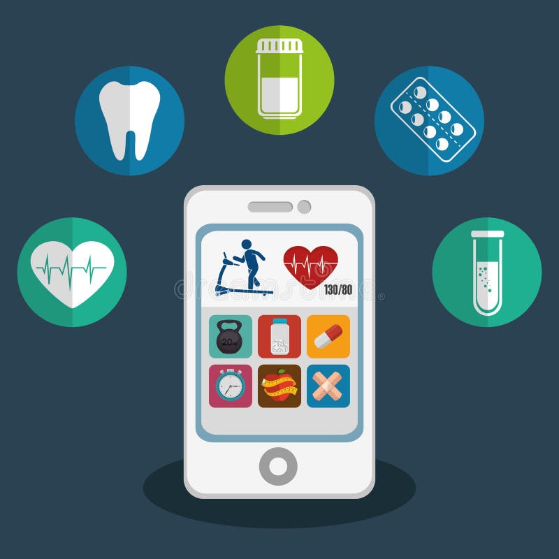 Mobile Health Technology Icon Stock Illustration - Illustration of ...