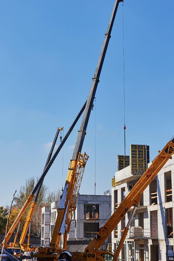 Mobile Telescopic Cranes on the Construction Site Stock Photo - Image ...