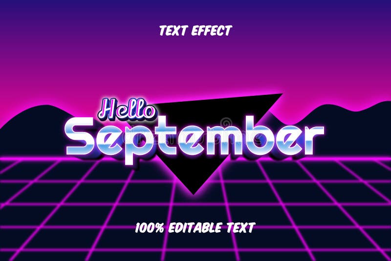 Hello September Neon Style Editable Text Effect Stock Vector ...