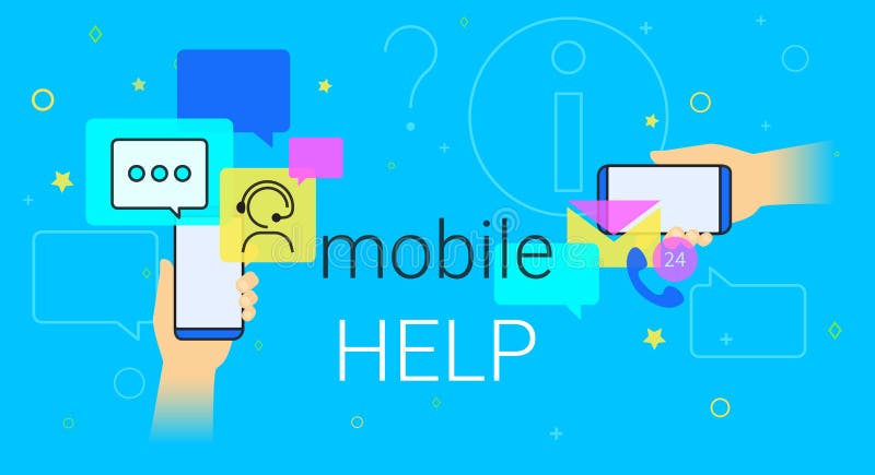 Mobile Help and Online Support on Smartphone Concept Illustration Stock ...