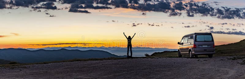 Mobile Home on a Hill at Sunrise Stock Image - Image of freedom, mobile ...