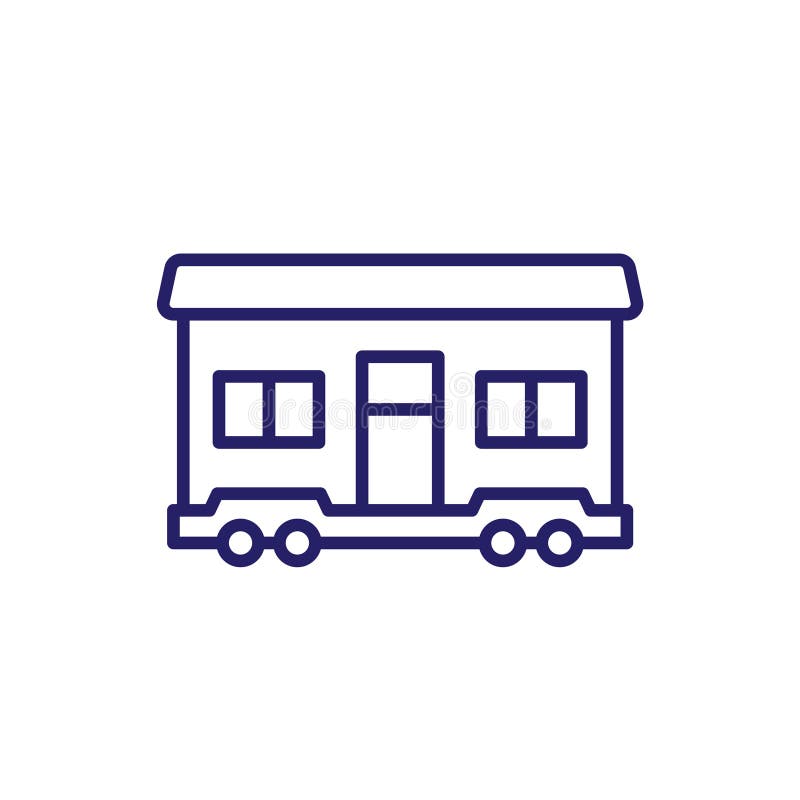 Mobile Home Icon, House Trailer Line Vector Stock Vector - Illustration ...