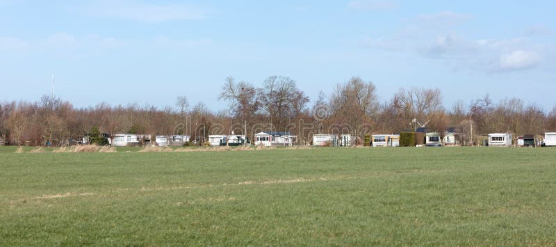 Mobile Homes in the Dutch Landscape Stock Photo - Image of typical ...