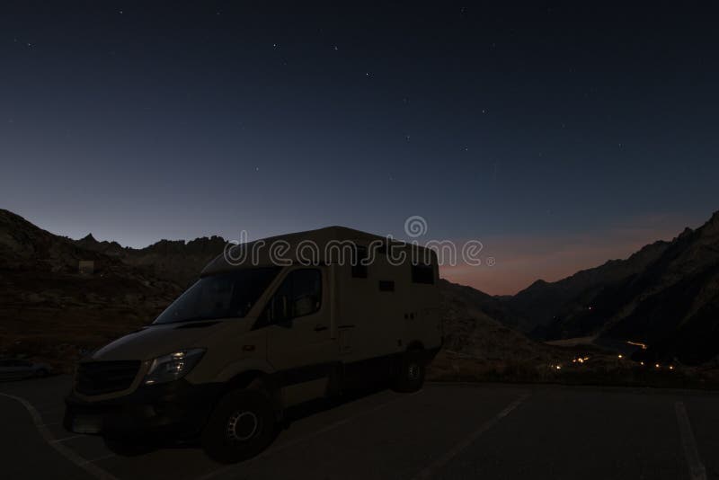 Mobile Homes at Night in the Swiss Alps Stock Image - Image of mountain ...