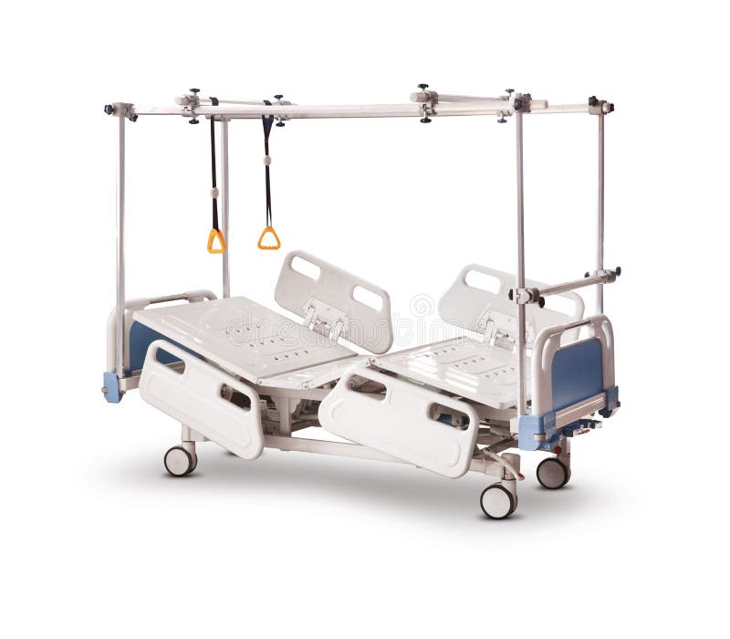 Mobile Hospital Bed Under the White Background. Stock Image - Image of ...