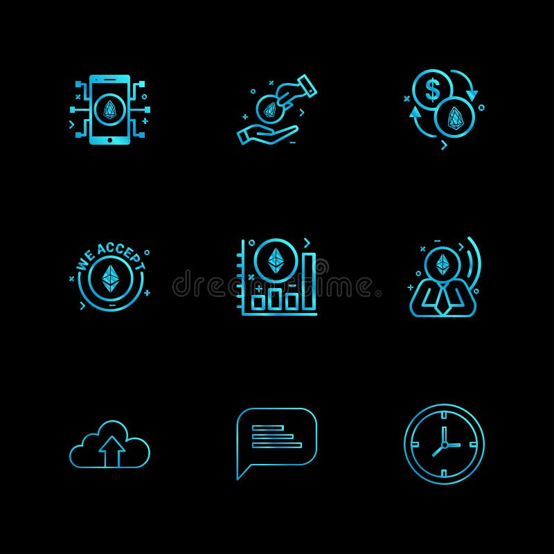 Mobile , Ic, Crypto Currency , Upload , Cloud, Message , Clock , Stock ...