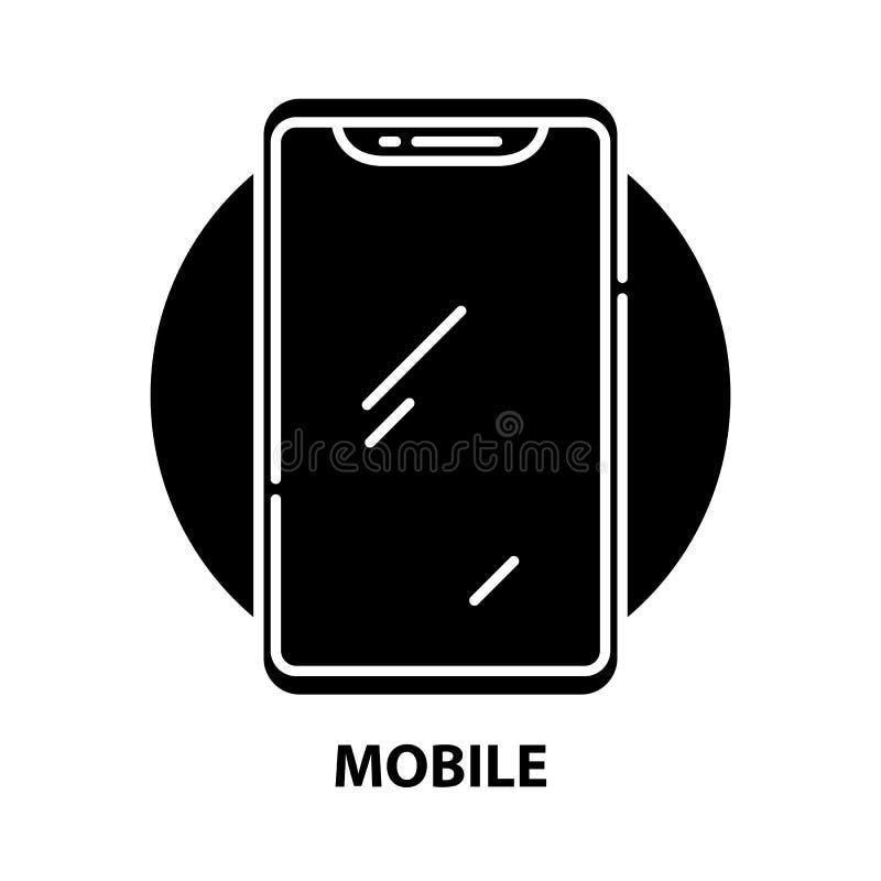 Mobile Icon, Black Vector Sign with Editable Strokes, Concept ...