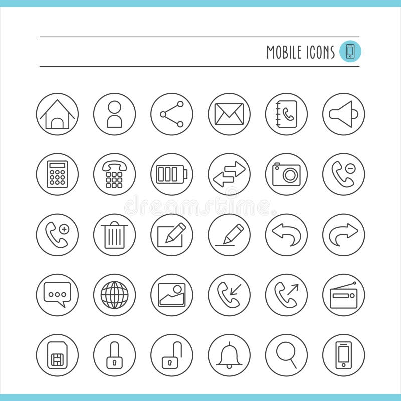 Mobile Icon Set. Vector Illustration Decorative Design Stock Vector ...