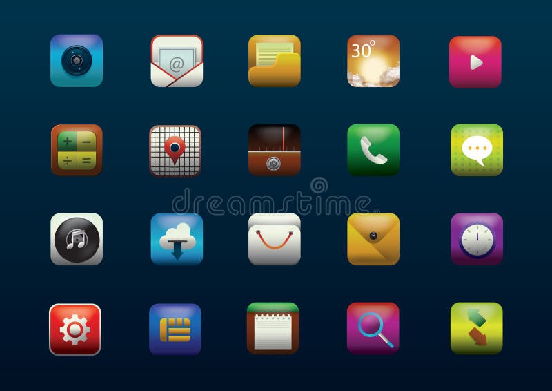 Mobile Icon Set. Vector Illustration Decorative Design Stock Vector ...