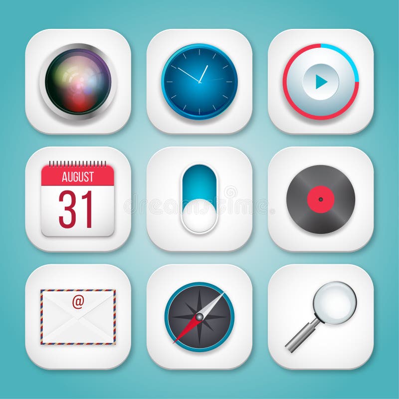 Mobile Icons for IOS Detailed Stock Vector - Illustration of mobile ...