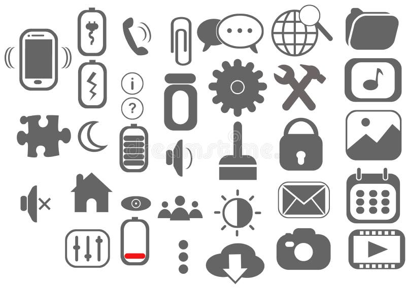 Mobile Icons Simple Set Simple Smart Phone Icons for Your Design. Stock ...