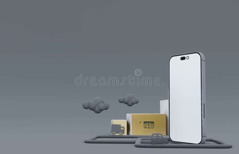 Mobile Illustration with Online Selling Theme, 3D Animation Image ...