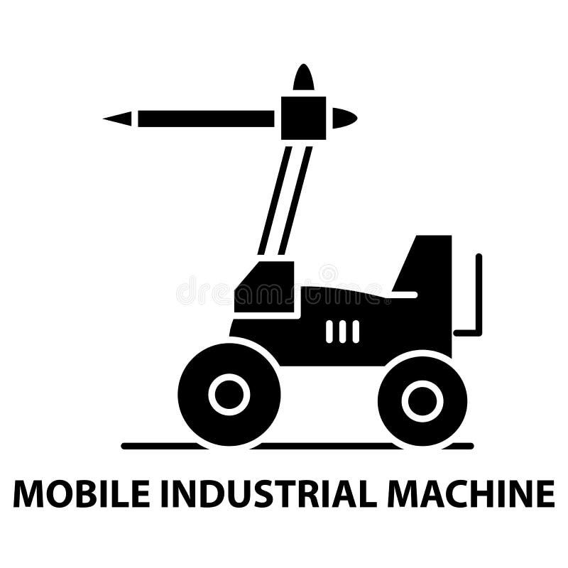Mobile Industrial Machine Icon, Black Vector Sign with Editable Strokes ...