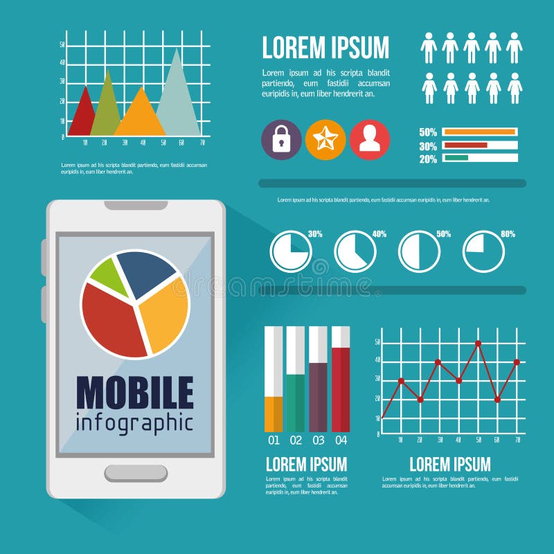 Mobile infographic design stock illustration. Illustration of diagram ...