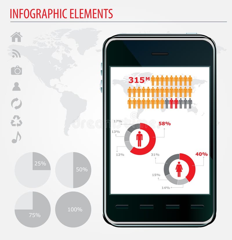 Mobile Infographics. Set of Graphs and Chats Stock Vector ...