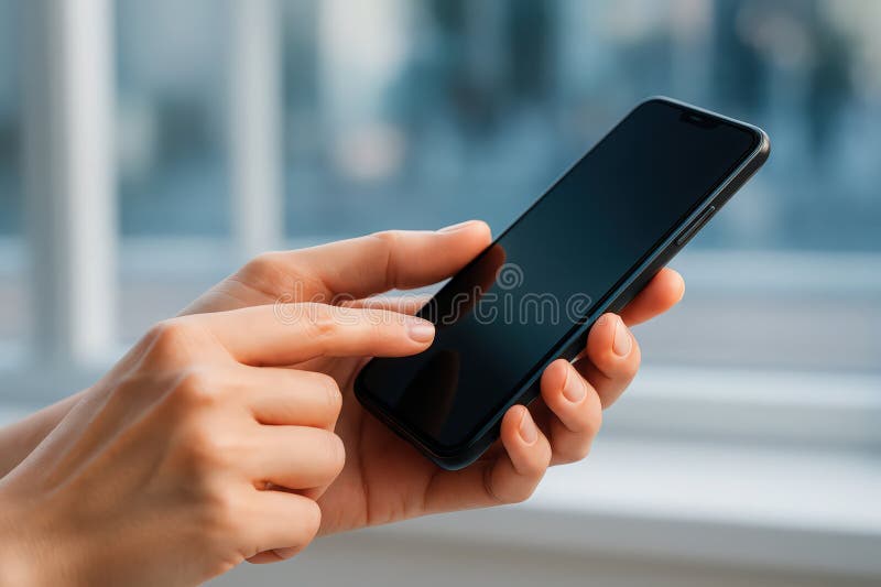 Mobile Interaction Close Up of Hands Using Smartphone for Communication ...