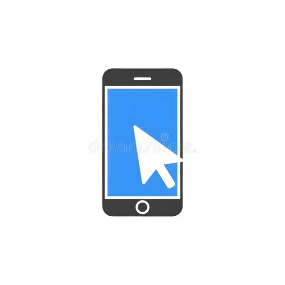 Mobile Interaction Cursor on Phone Icon Stock Illustration ...