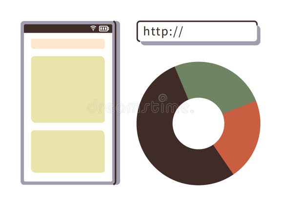 Mobile Interface with Browser Search Bar and Segmented Pie Chart for ...