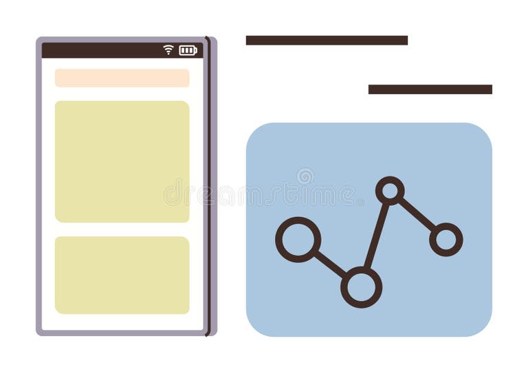 Mobile Interface with Data Visualization Graph Highlighting Connectivity and Information ...
