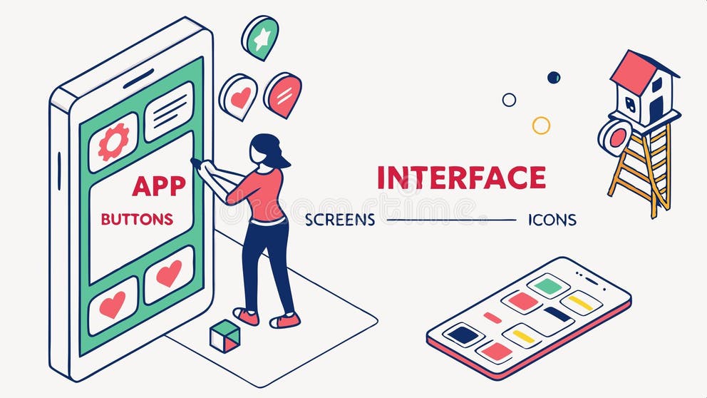 Mobile Interface Design, App Development Vector Design Generative AI Stock Vector - Illustration ...