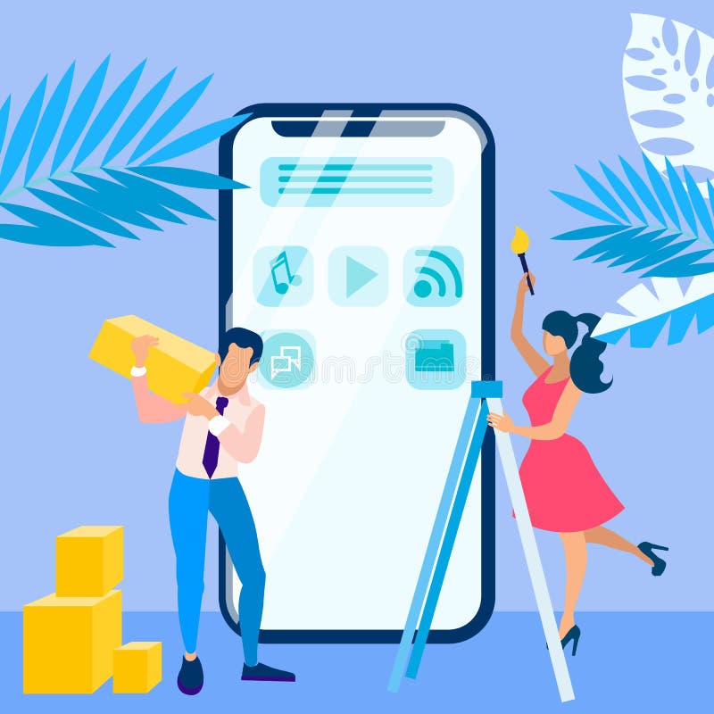 Mobile App Development Flat Vector Banner Concept Stock Vector ...