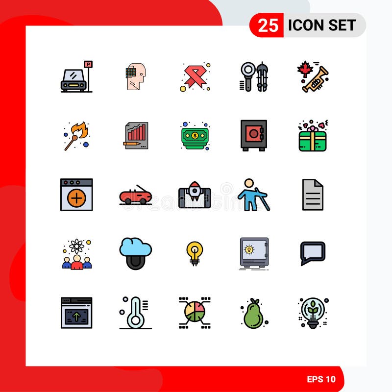 Mobile Interface Filled Line Flat Color Set of 25 Pictograms of ...