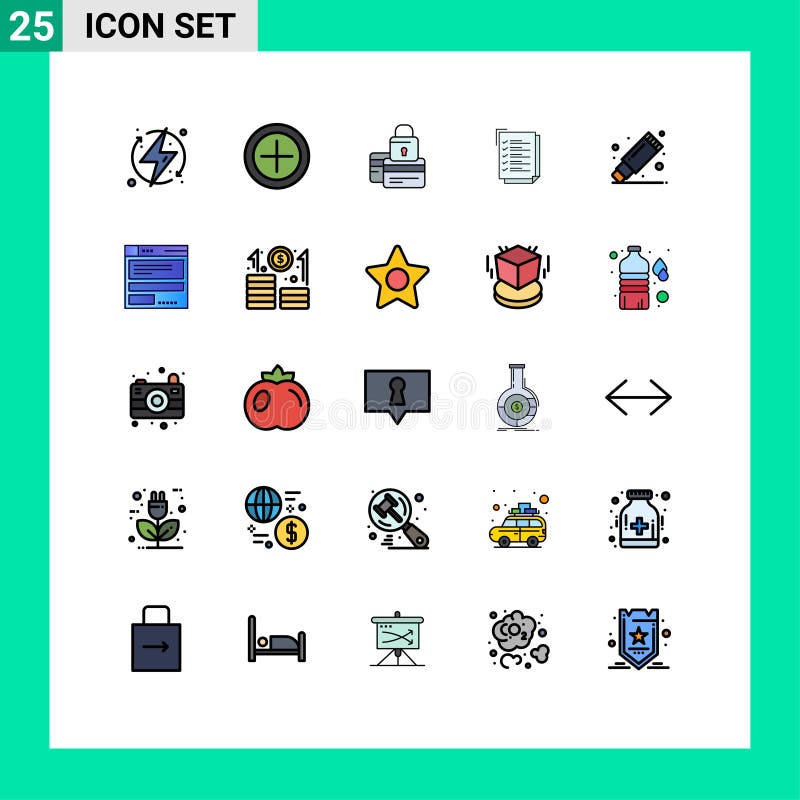 25 Thematic Vector Filled Line Flat Colors and Editable Symbols of ...