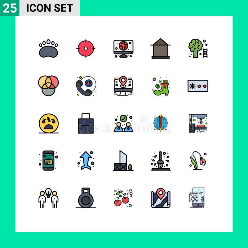 Mobile Interface Filled Line Flat Color Set of 25 Pictograms of Science ...