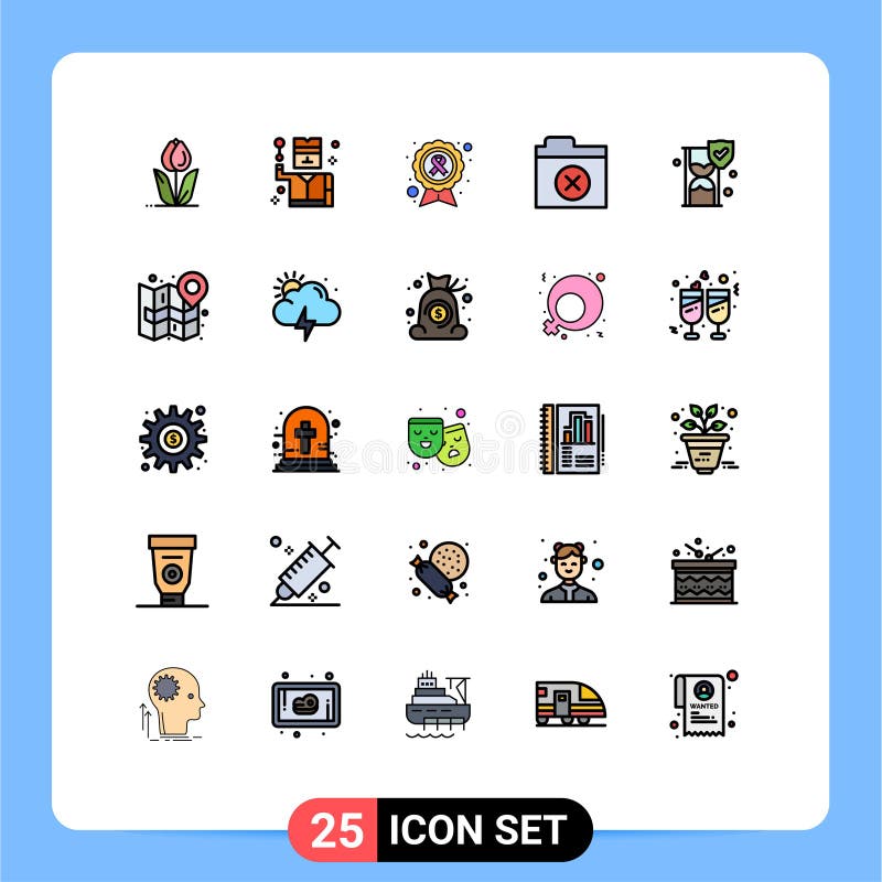 Set of 25 Modern UI Icons Symbols Signs for Time Glass, Files, Spy ...