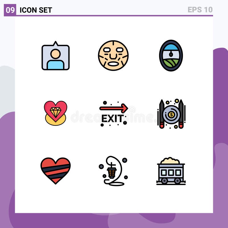 Mobile Interface Filledline Flat Color Set of 9 Pictograms of Leave ...