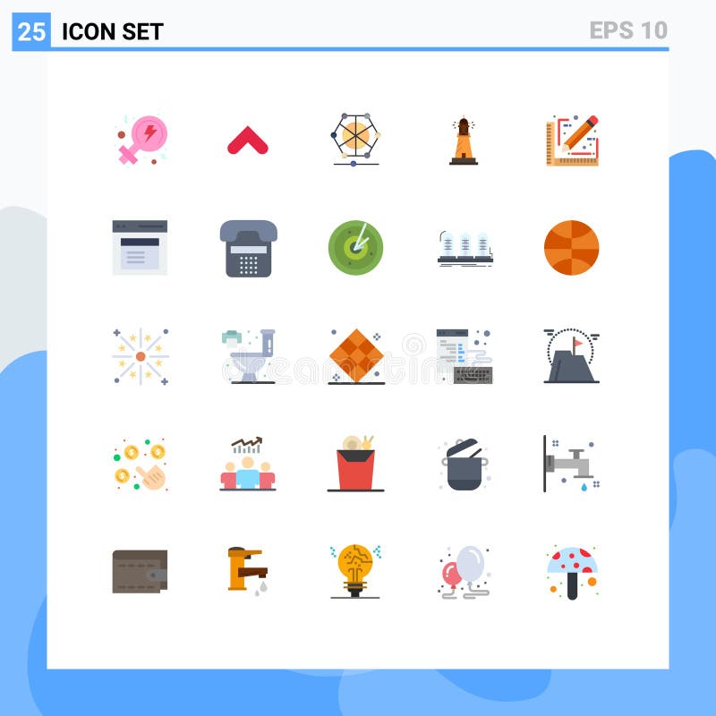 Mobile Interface Flat Color Set of 25 Pictograms of Design, Ocean ...