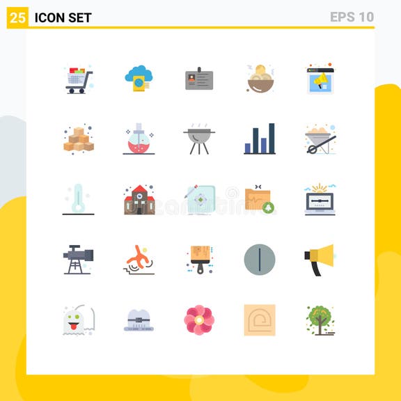 Mobile Interface Flat Color Set of 25 Pictograms of Fast Food, Pass ...