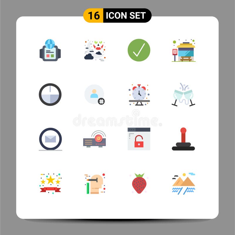 16 Creative Icons Modern Signs and Symbols of Follow, Badge, Media ...