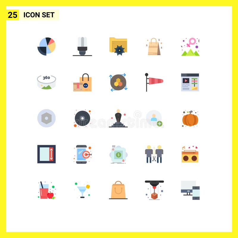 Set of 25 Vector Flat Colors on Grid for Happy, American, Folder, Usa ...