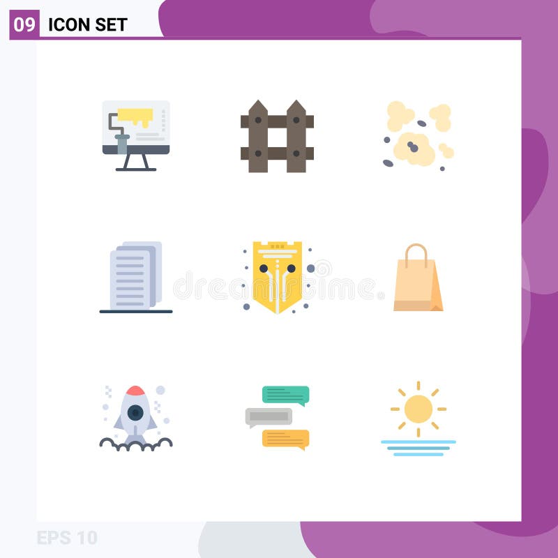 Mobile Interface Flat Color Set of 9 Pictograms of Network, File ...