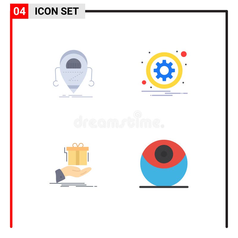 4 Universal Flat Icon Signs Symbols of Android, Options, Robot, Gear ...