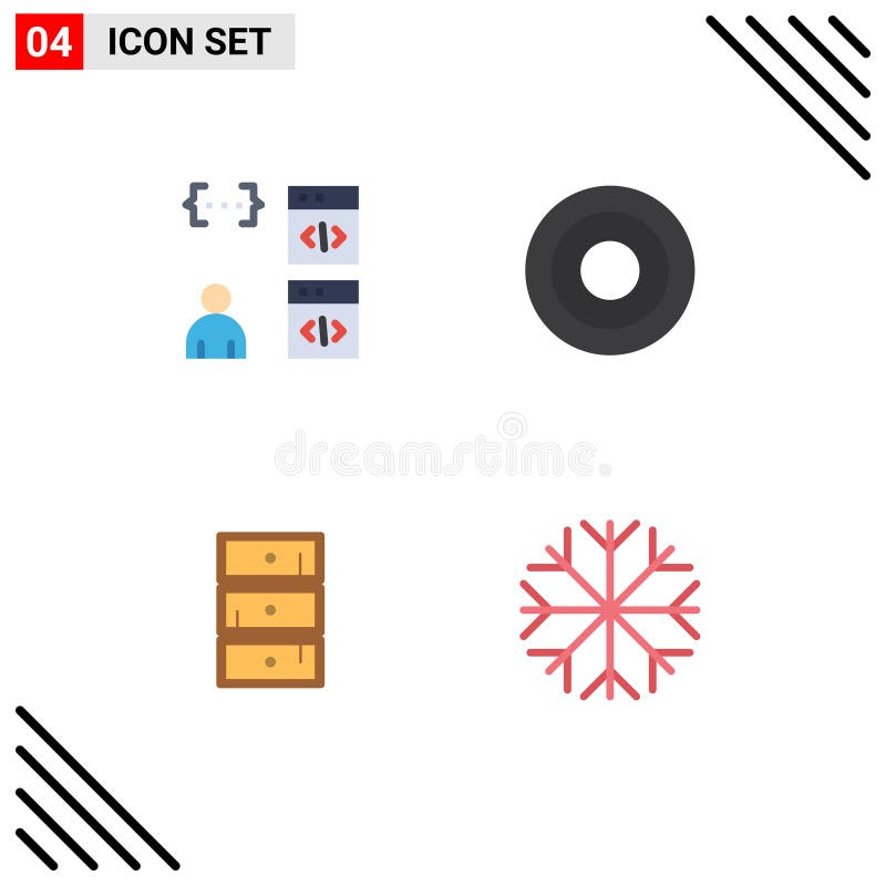 Mobile Interface Flat Icon Set of 4 Pictograms of App, Safe, Develop ...