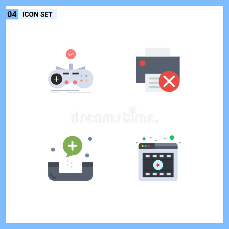 Mobile Interface Flat Icon Set of 4 Pictograms of Check, Printer ...