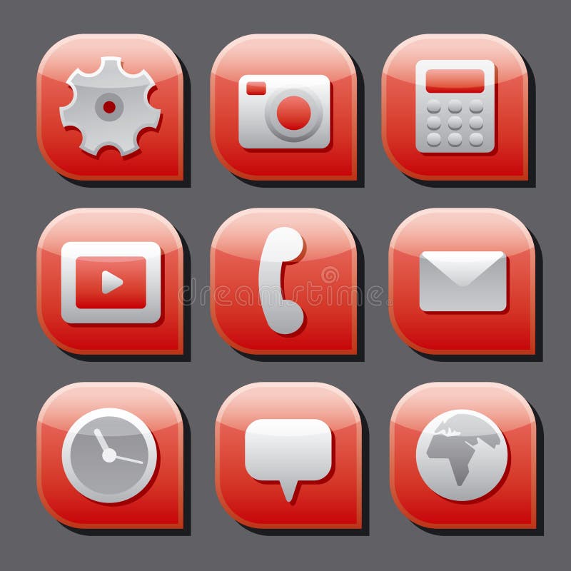 Mobile interface icon set stock illustration. Illustration of interface ...