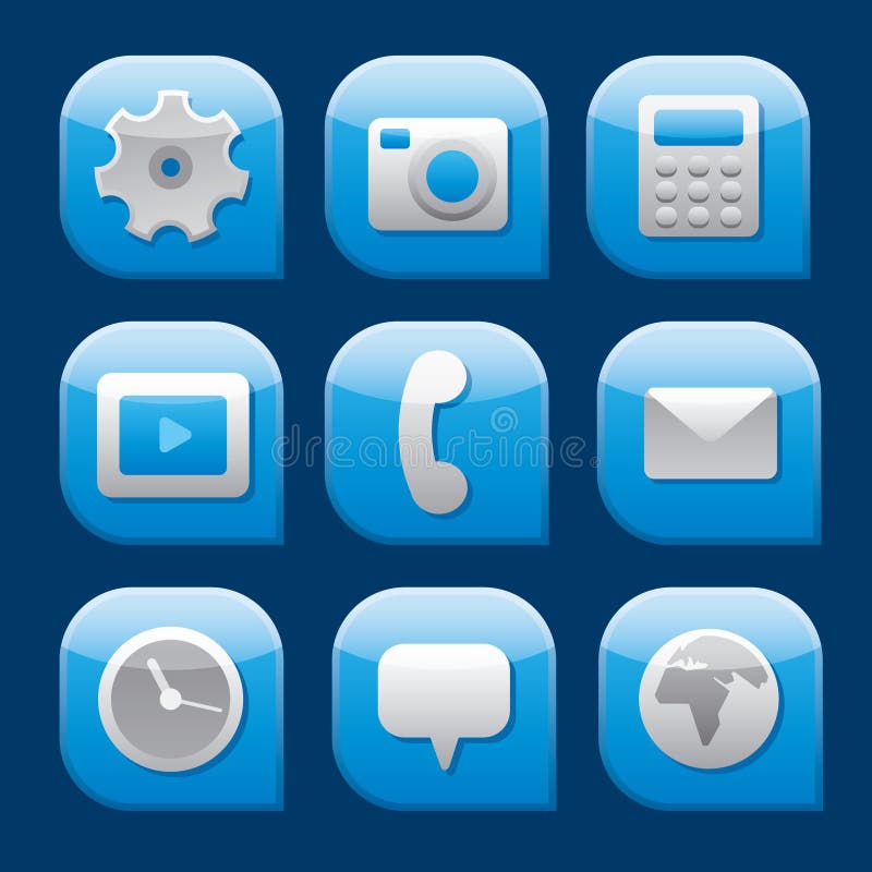 Mobile interface icon set stock illustration. Illustration of business ...
