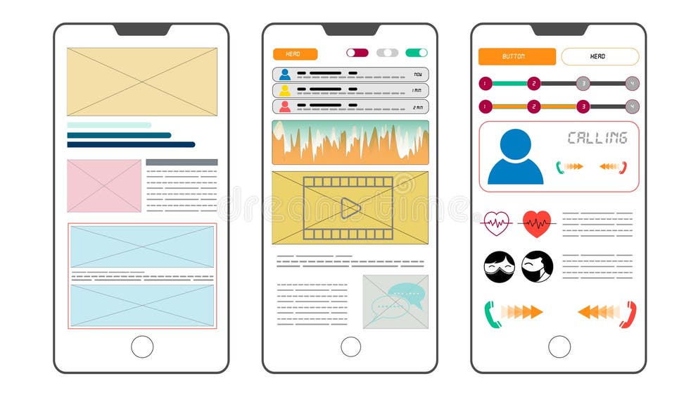 Mobile Interface Layout and Icon Stock Vector - Illustration of vector, technology: 288160347