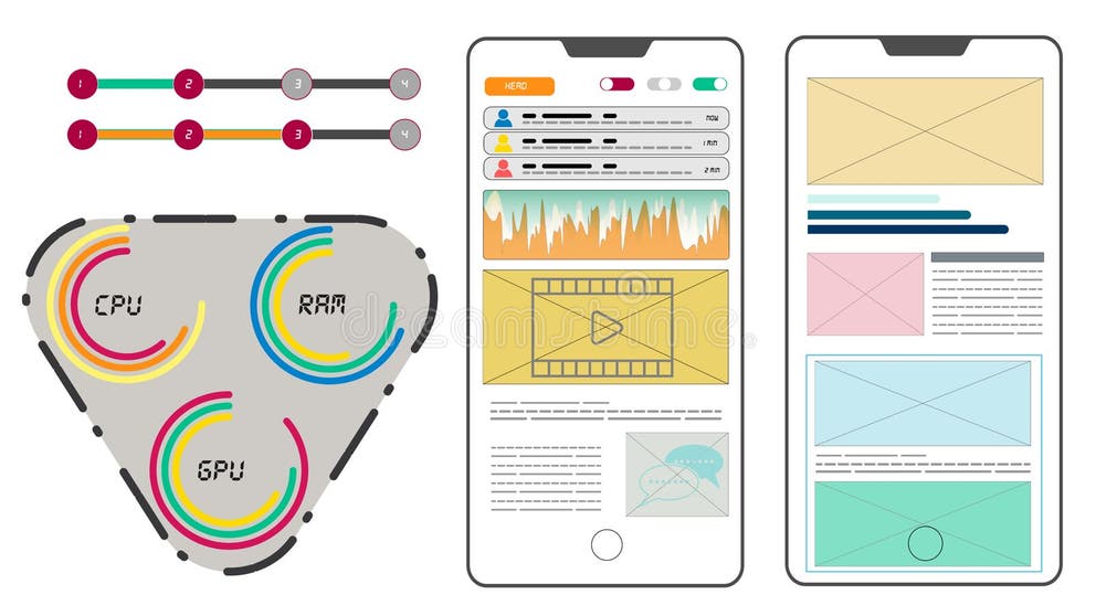 Mobile Interface Layout and Icon Stock Vector - Illustration of digital, device: 288160377
