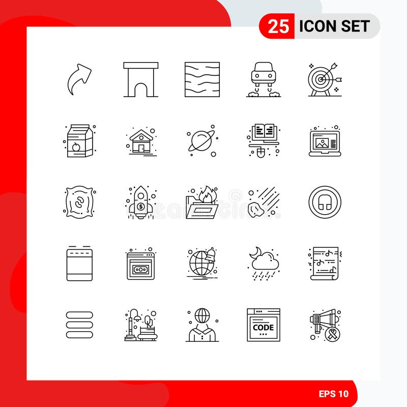 Mobile Interface Line Set of 25 Pictograms of Arrow, Future, Climate ...