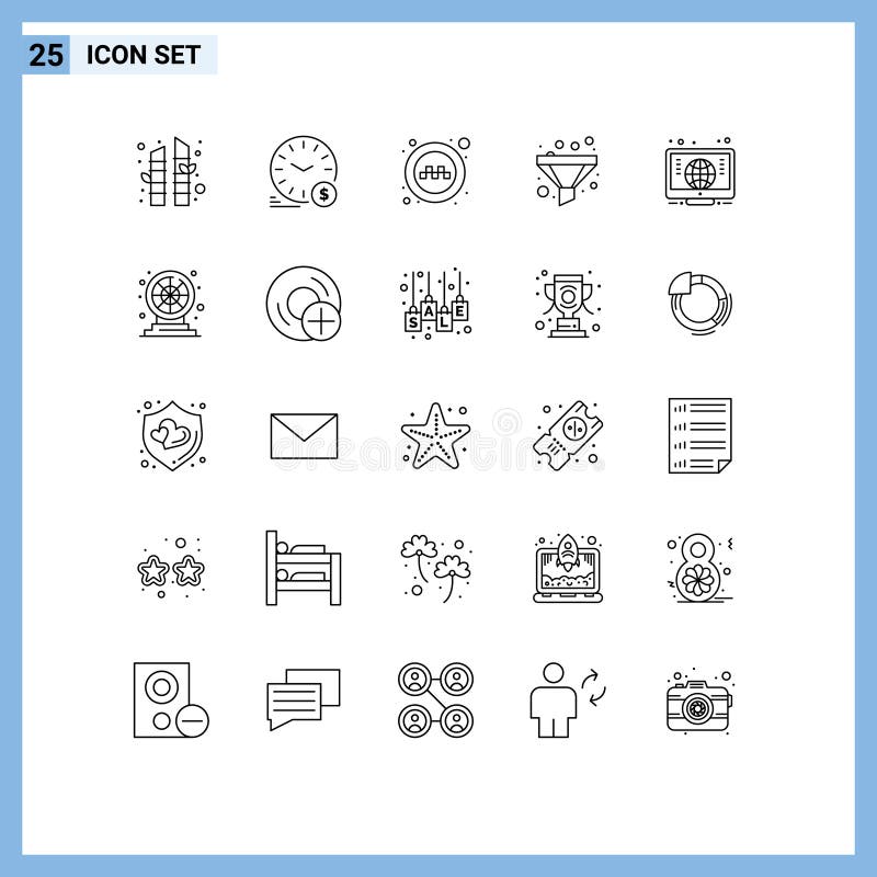 Mobile Interface Line Set of 25 Pictograms of Learning, Computer, Public, Sort, Filter Stock ...