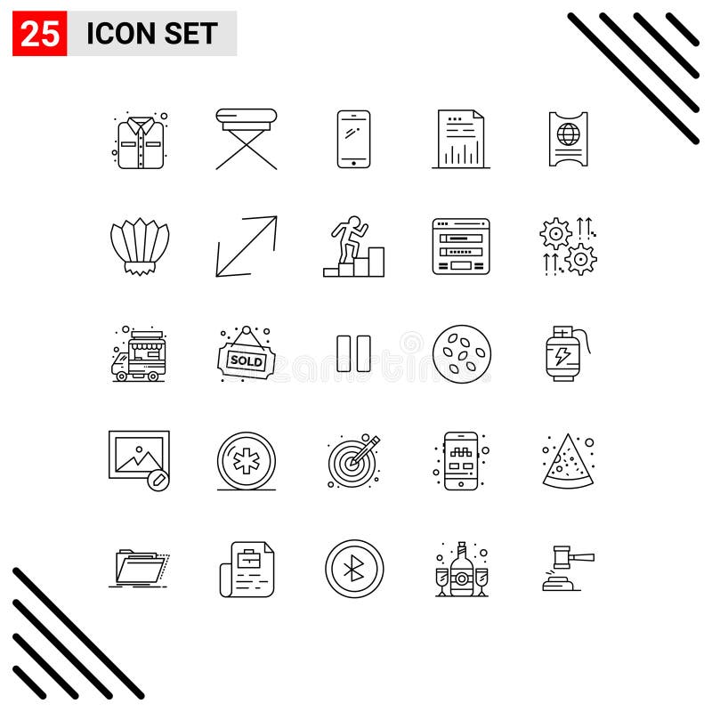 Mobile Interface Line Set of 25 Pictograms of Pass, File, Smart Phone ... Mobile Interface Line Set of 25 Pictograms of Pass, File, Smart Phone ...