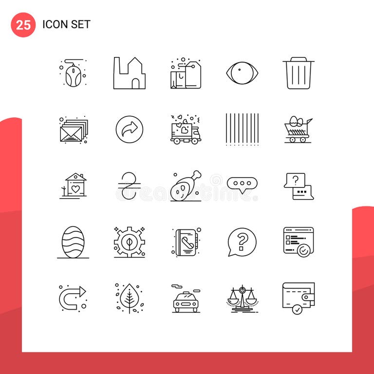 Mobile Interface Line Set of 25 Pictograms of Recycle, Vision, Box ...